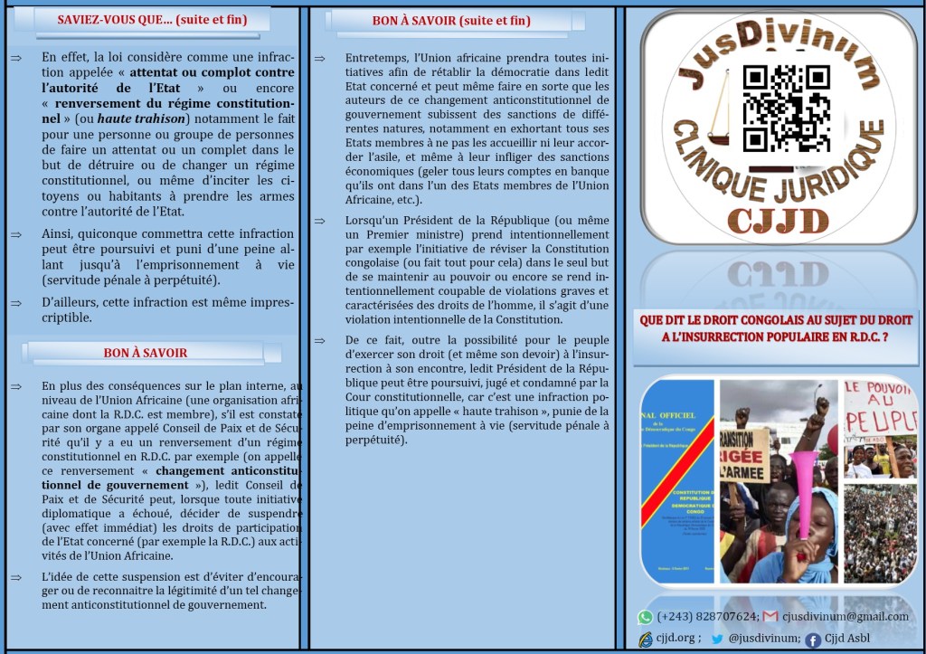 DEPLIANT SUR LE DROIT A L’INSURRECTION POPULAIRE EN DROIT CONGOLAIS ...