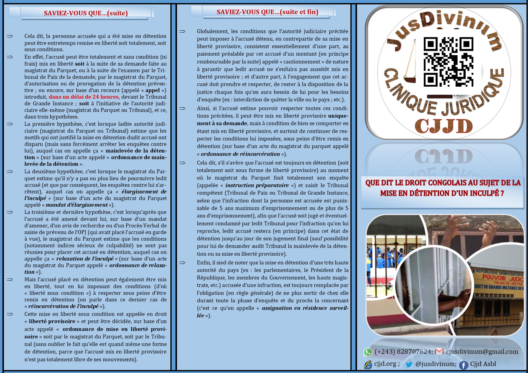 DEPLIANT SUR LA MISE EN DETENTION D’UN INCULPE EN DROIT CONGOLAIS ...